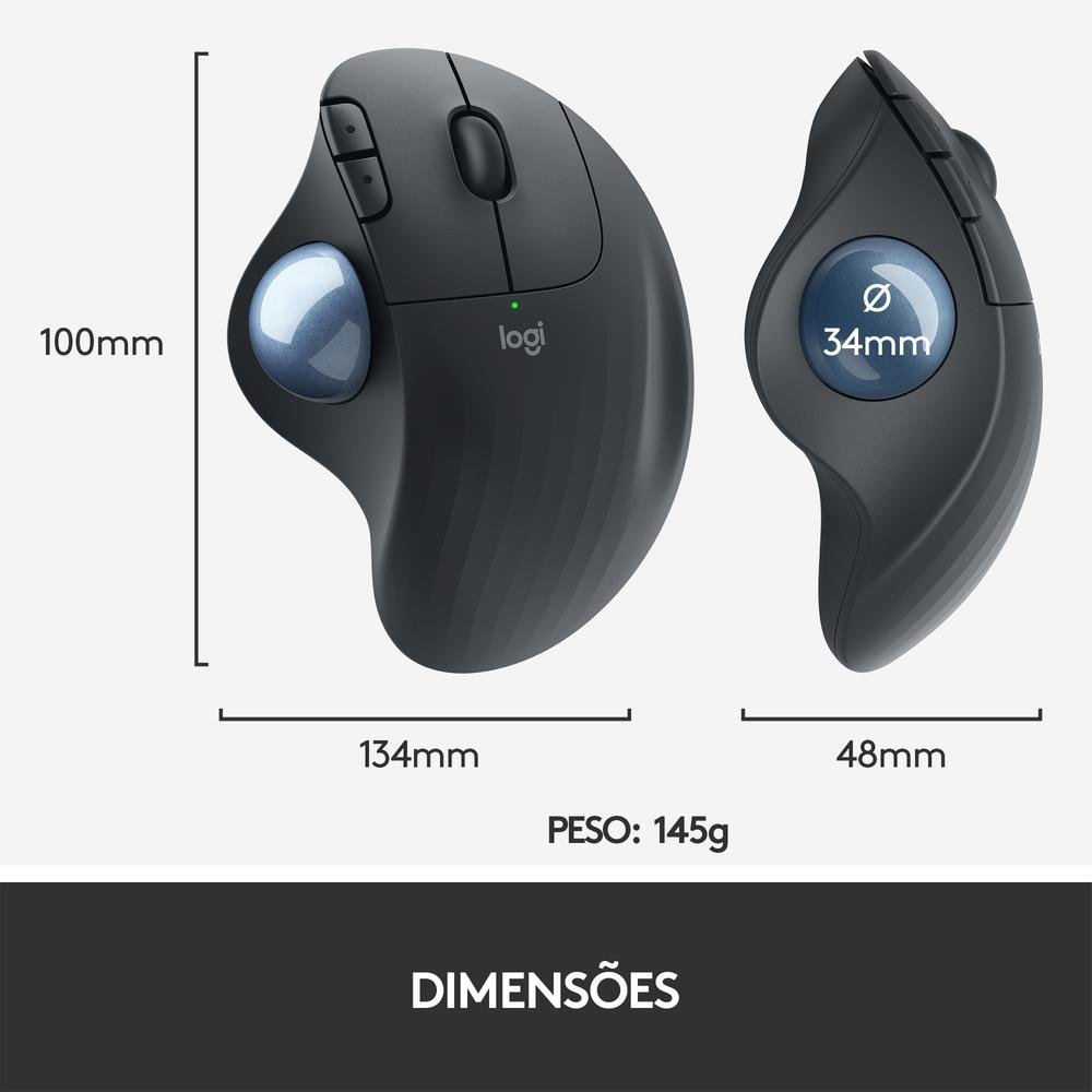Mouse sem fio Logitech Trackball ERGO M575 | KaBuM!