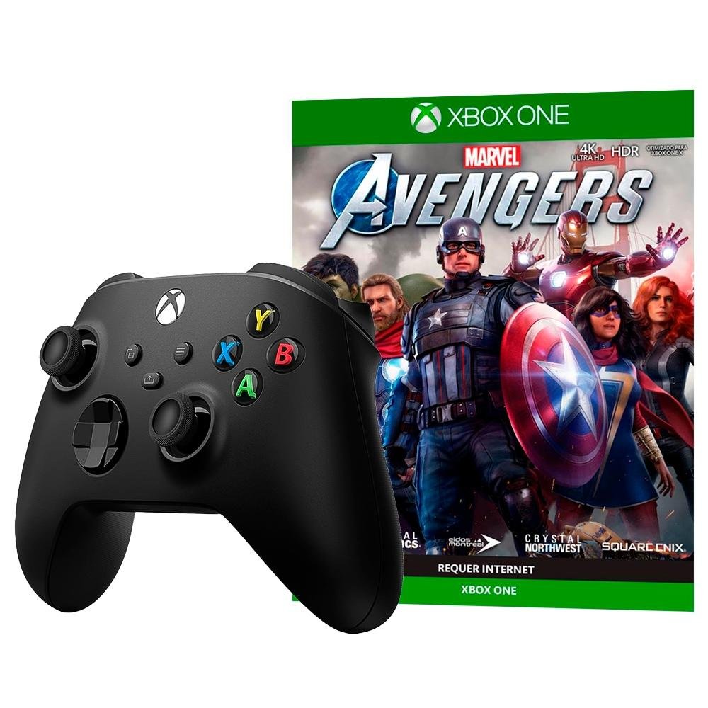 Controle Microsoft Xbox, Sem Fio, Preto - QAT-00007 + Game Marvel's ...