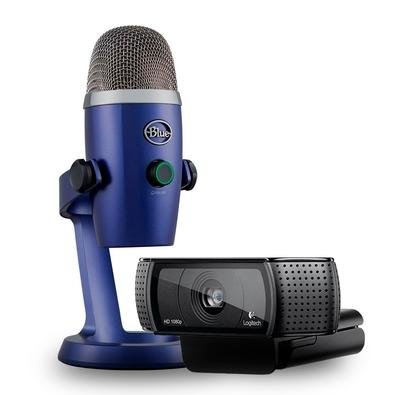 Kit Webcam Logitech C920 + Microfone Blue Yeti Nano Azul | KaBuM!