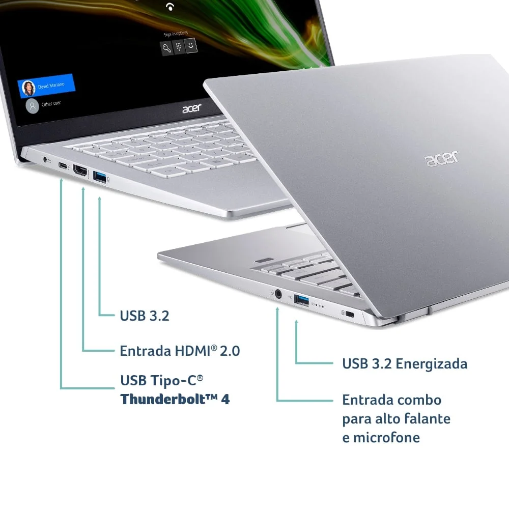 Notebook Acer Swift Ultrafino Intel Evo i5 KaBuM