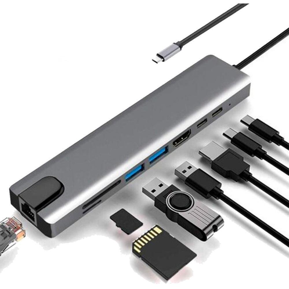 Adaptador USB Tipo C Com 8 Saídas KaBuM