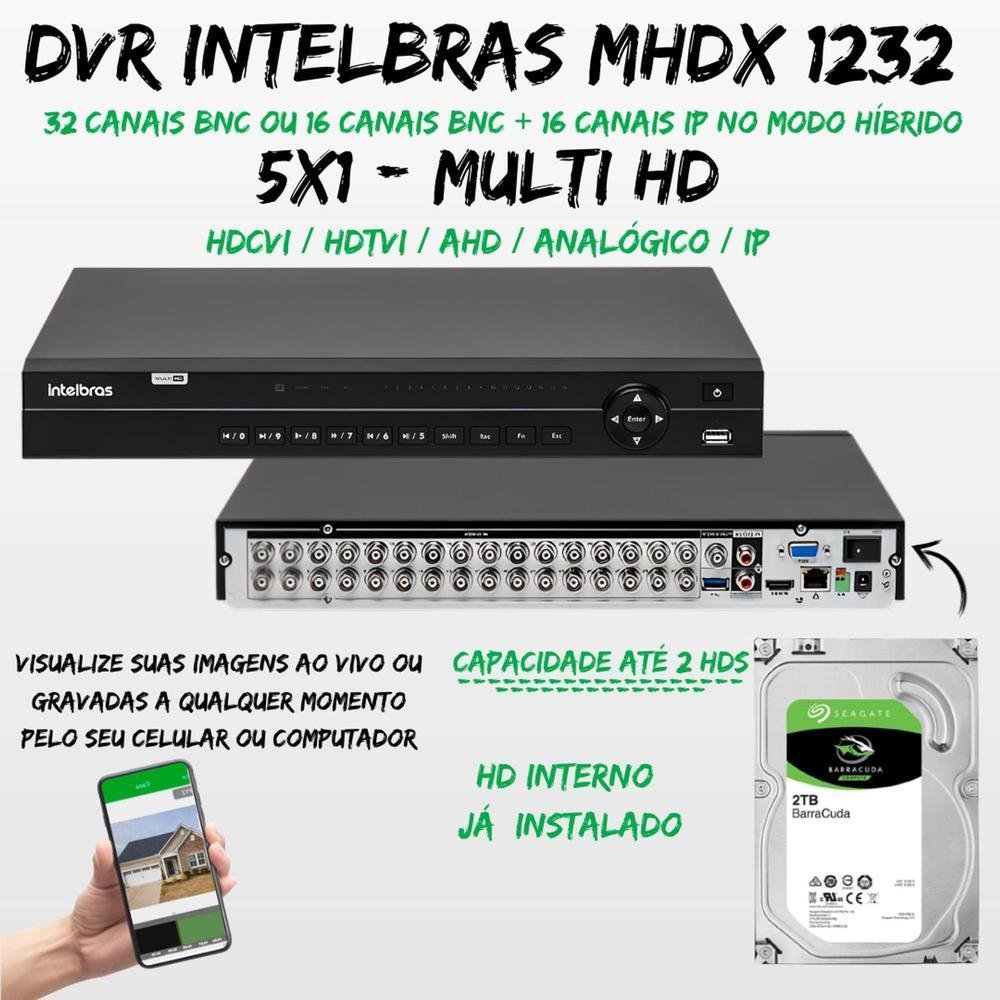 Kit Intelbras DVR Mhdx 1232 HD 2TB KaBuM