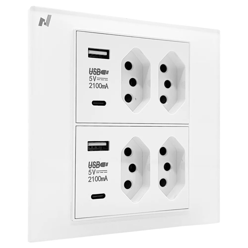 4 Tomadas USB Tipo C Branco Novadigital WK4TW